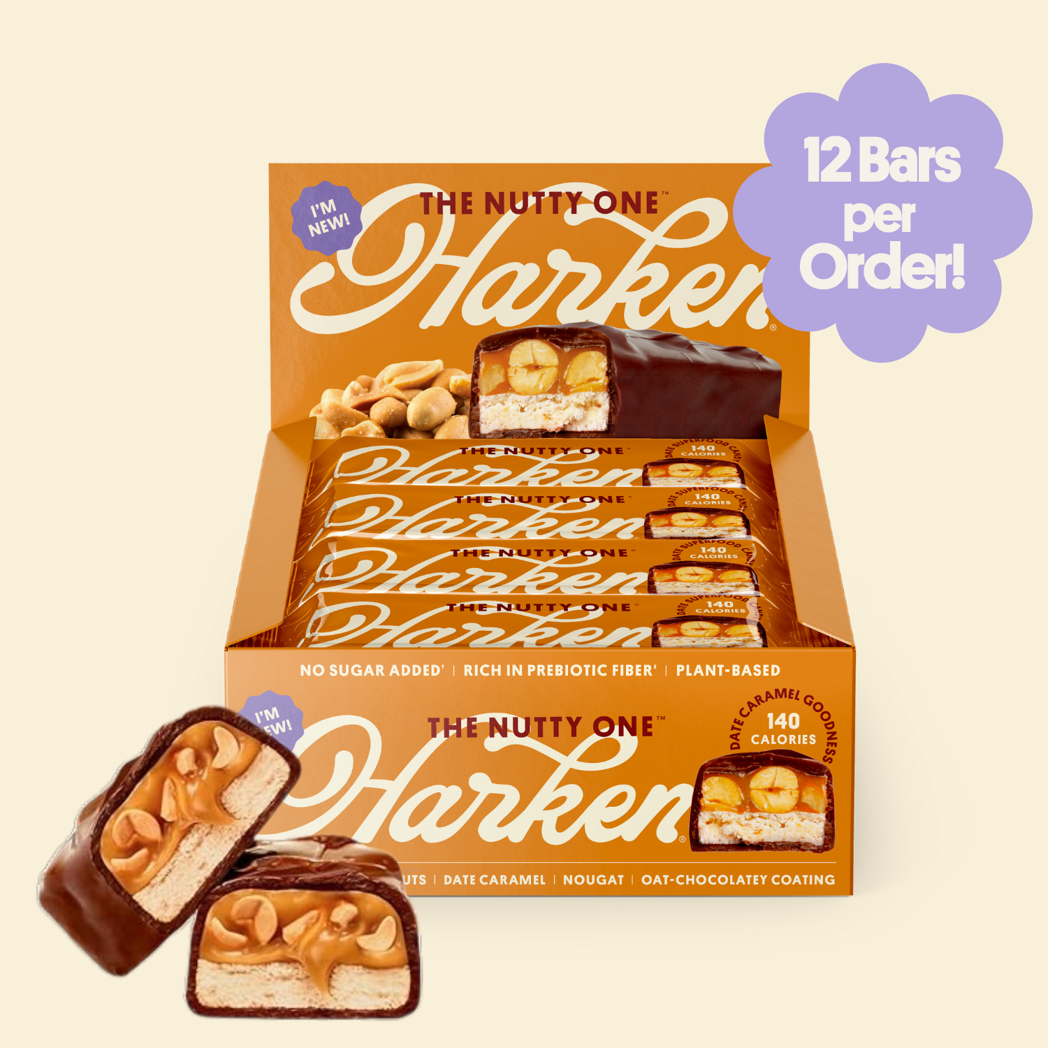 THE NUTTY ONE: Peanuts, Date Caramel & Oat Chocolate Candy Bar (12 ...