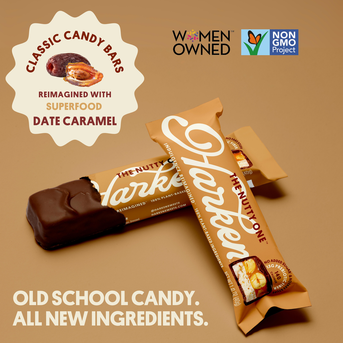 THE NUTTY ONE: Peanuts, Date Caramel & Oat Chocolate Candy Bar (12 ...